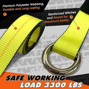 Cureder Adjustable Vehicle Tire Tie Down Straps Kit– 4pk Heavy Duty Tire Straps with Snap Hooks 9900 lbs. Working Load 3300 lbs. Lasso 4 x Axle Strap Kit for Moving Cargo, Car, Truck Accessories