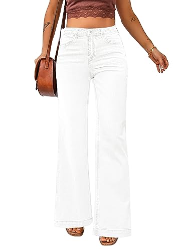 luvamia 2023 Wide Leg Jeans for Women High Waist Stretchy Classic Baggy Flare Jeans Denim Pants Women Pants Casual Womens Jeans High Waisted Women White Pants Size Medium Size 8 Size 10