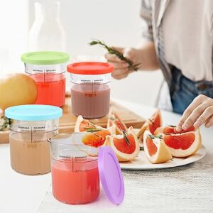 24 oz. Extra Pints with Lids, 4 Pack Replacement for Ninja Creami Deluxe Pints and Lids, Compatible with NC501 NC500 Ice Cream Maker, BPA-Free & Dishwasher Safe