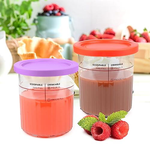 24 oz. Extra Pints with Lids, 4 Pack Replacement for Ninja Creami Deluxe Pints and Lids, Compatible with NC501 NC500 Ice Cream Maker, BPA-Free & Dishwasher Safe