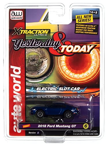 Auto World Xtraction 2018 Mustang GT (Blue) HO Scale Slot Car