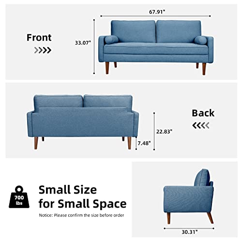 Koorlian 68inch Blue Small Couch Sofas