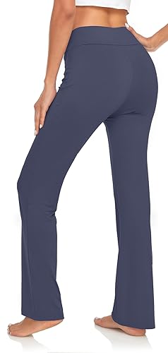 Womens Yoga Pants, High Waisted Black Yoga Pants for Women, Straight Leggings Loose Comfy Modal Running Long Active Pants (Navy Blue, L)