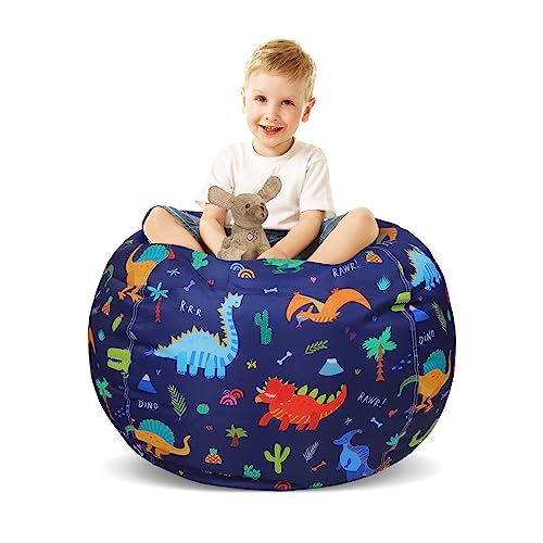 decalsweet Bean Bag Chair for Kids 32'' Stuffed Animal Storage Beanbag Chairs,Toddler Toy Storage Organizer for Girls and Boys,Cover(No Filling) Only