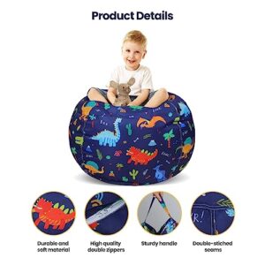 decalsweet Bean Bag Chair for Kids 32'' Stuffed Animal Storage Beanbag Chairs,Toddler Toy Storage Organizer for Girls and Boys,Cover(No Filling) Only