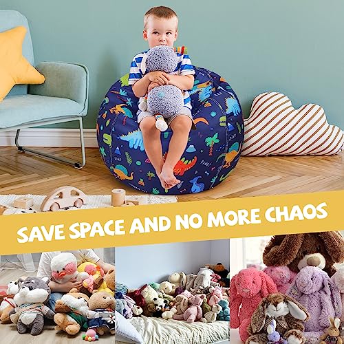 decalsweet Bean Bag Chair for Kids 32'' Stuffed Animal Storage Beanbag Chairs,Toddler Toy Storage Organizer for Girls and Boys,Cover(No Filling) Only