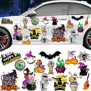 16 pcs halloween magnets reflective car magnets decorations halloween refrigerator magnetic stickers holiday pumpkin bat magnet stickers accessories for car garage door fridge locker metal surface