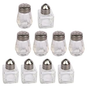 doitool 10pcs mini salt and pepper shakers - glass transparent salt and pepper shakers cute - portable mini powdered sugar shaker duster salt shaker for travel, camping, baking