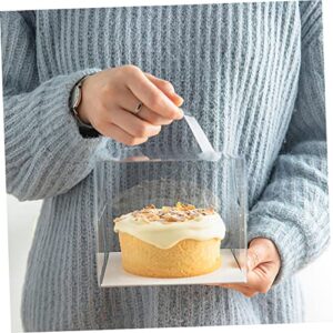 ULTECHNOVO 10pcs Clear Gift Boxes Clear Cake Box Mini Plastic Containers Bread Holder with Lid Clear Cupcake Boxes Bakery Box Transparent Handheld Cake Box Delicate Cake Box Cake Carrier Box