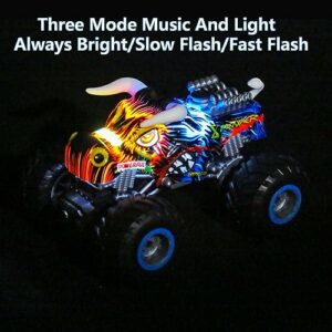 iBlivers Remote Control Monster Truck, 2.4GHz All Terrain Remote Control Monster Cars, RC Monster Truck Off-Road Car, RC Monster Car with Spray Music and Light for Boys 4-7 8-12 Kids