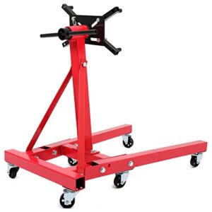 kuafu universal 360 degree rotating engine stand adjustable mounting head folding frame for auto truck motor hoist repair jack 2000lbs capacity heavy duty steel-red