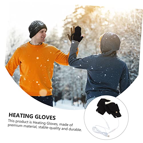 CLISPEED 1 Set Heated Gloves USB Warming Gloves Electric Warming Gloves Skiing Snowboarding Gloves Thermal Gloves Men Rechargeable Hand Warmers Sport Gloves Windproof Warm Gloves Hand Coat