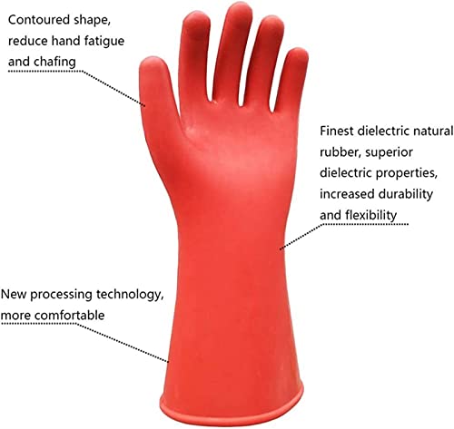 DJDEEK Electrical Insulated Lineman Rubber Gloves Electrician High Voltage Hand Shape Waterproof Safety Protective Work Gloves 12KV Insulating for Man Woman