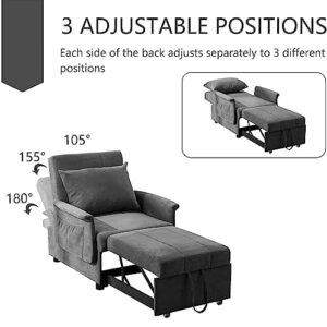 BINGTOO Sleeper Sofa Chair Bed 3 in 1 Convertible Chair Multi-Function Folding Ottoman Sleeper, Pull Out Sleeper Chair Bed- Modern Convertible Chair Bed Pull Out Sleeper Couch Bed for Living Room