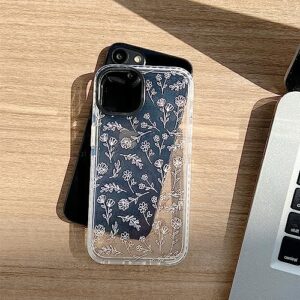 Cute White Small Flower Phone Case Compatible with iPhone 13 Protective Cover Fashion Shockproof Bumper Silicone Cases Women for Apple iPhone 13 - Clear