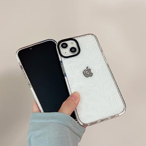 Cute White Small Flower Phone Case Compatible with iPhone 13 Protective Cover Fashion Shockproof Bumper Silicone Cases Women for Apple iPhone 13 - Clear