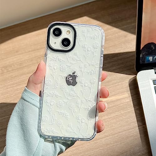 Cute White Small Flower Phone Case Compatible with iPhone 13 Protective Cover Fashion Shockproof Bumper Silicone Cases Women for Apple iPhone 13 - Clear