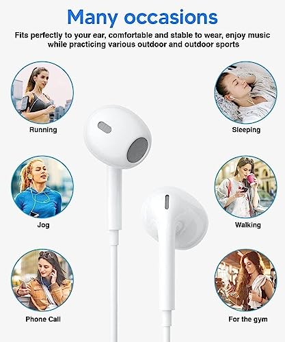 2 Pack Earphones for iPhone,Headphones,in-Ear Stereo Noise Isolating Earbuds, Mic and Volume Control Compatible with iPhone 14/14 Pro/13/13 Pro/12/12 Pro/SE/11/11 Pro Max/XS Max/X/XR/8/7