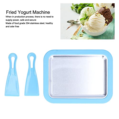 Instant Ice Cream Maker,Rolled Ice Cream Maker, Mini Fried Yogurt Machine with 2 Spatulas for Healthy Homemade Rolled Ice Cream, Softserve, Gelato, Sorbet & Frozen Yogurt(blue)