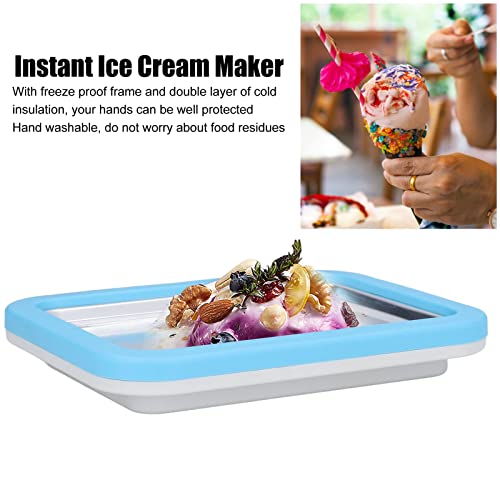 Instant Ice Cream Maker,Rolled Ice Cream Maker, Mini Fried Yogurt Machine with 2 Spatulas for Healthy Homemade Rolled Ice Cream, Softserve, Gelato, Sorbet & Frozen Yogurt(blue)