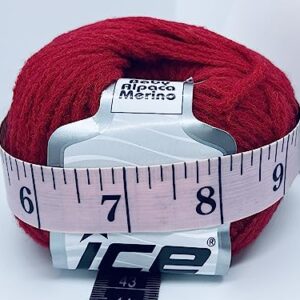 Red Baby Alpaca, Merino Wool Blend Yarn, Worsted 50 Grams (1.76 Ounces) 100 Meters (109 Yards)