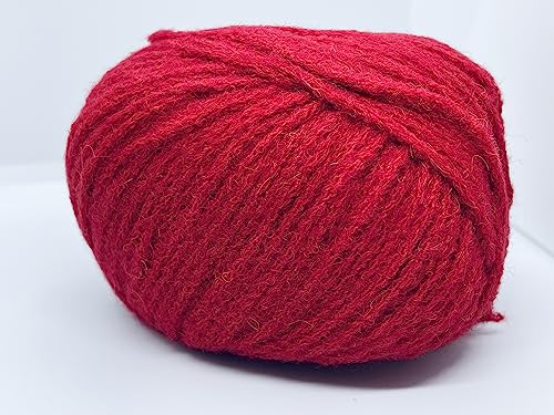 Red Baby Alpaca, Merino Wool Blend Yarn, Worsted 50 Grams (1.76 Ounces) 100 Meters (109 Yards)