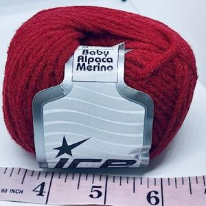 Red Baby Alpaca, Merino Wool Blend Yarn, Worsted 50 Grams (1.76 Ounces) 100 Meters (109 Yards)