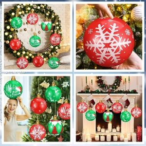 Jetec 12 Pcs 9 Inch Inflatable Christmas Ball Giant PVC Christmas Ball Ornaments Large Christmas Ball Outdoor Christmas Blow up Yard Decorations for Holiday Pool Lawn Tree Party Decor (Novel Style)