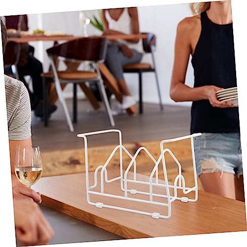 RUNROTOO Drain Rack Pan Lid Rack Plate Cup Drying Tray Pan Lids Holder Metal Stand Metal Utensil Holder Pot Lid Holder Dishes Storage Holder Dish Rack for Kitchen Counter Draining Rack Sink