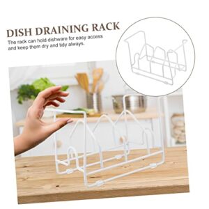 RUNROTOO Drain Rack Pan Lid Rack Plate Cup Drying Tray Pan Lids Holder Metal Stand Metal Utensil Holder Pot Lid Holder Dishes Storage Holder Dish Rack for Kitchen Counter Draining Rack Sink