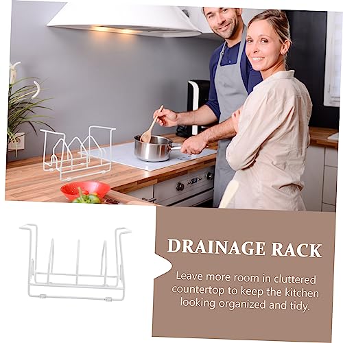 RUNROTOO Drain Rack Pan Lid Rack Plate Cup Drying Tray Pan Lids Holder Metal Stand Metal Utensil Holder Pot Lid Holder Dishes Storage Holder Dish Rack for Kitchen Counter Draining Rack Sink