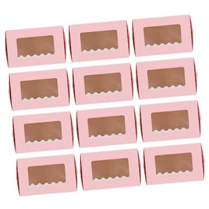 baluue 12pcs packaging boxes packing box clear cake stand pink containers mini cake boxes transparent cake box cake packing box disposable cupcake containers white card pink dessert box