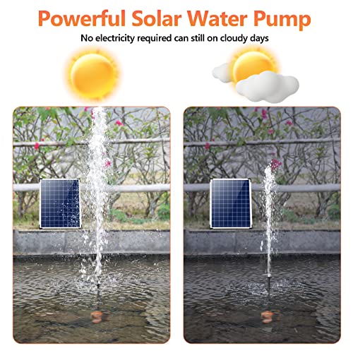 Antfraer Solar Water Pump, 25W Solar Fountain Pump 410GPH+ Flow Adjustable with PVC Tubing & 17Ft Long Cord Submersible Solar Water Fountain Kit for Pond Fish Pond Garden Waterfall Hydroponics Pool