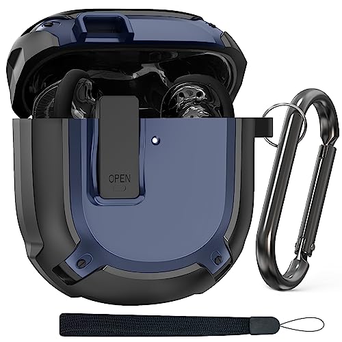 Halunbaby for Bose QuietComfort Earbuds II (2022) Case Cover with Secure Lock Clip Super Protective Hard Shell Shockproof Cover with Carabiner for Men Women Gift (Blue)