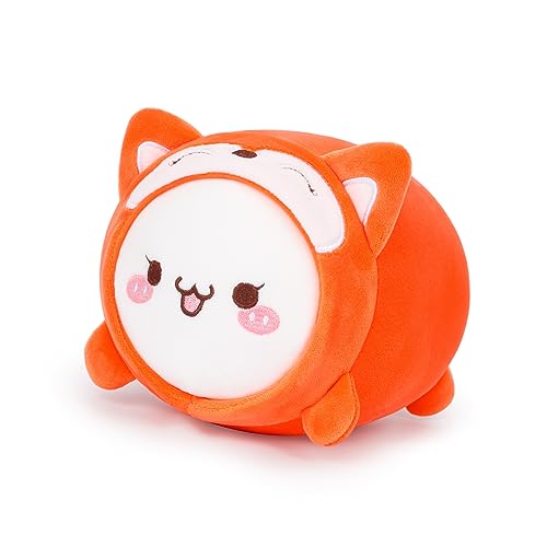 AIXINI Cute Cat Fox Plush Pillow 8” Kitten Foxes Stuffed Animal, Soft Kawaii Cat Plushie with Fox Outfit Costume, Hugging Plush Squishy Pillow Toy Gifts for Kids