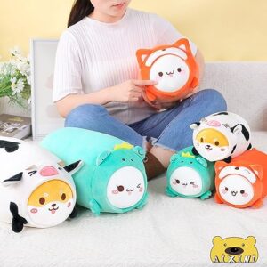 AIXINI Cute Cat Fox Plush Pillow 8” Kitten Foxes Stuffed Animal, Soft Kawaii Cat Plushie with Fox Outfit Costume, Hugging Plush Squishy Pillow Toy Gifts for Kids