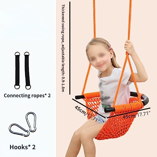 Swing Seat for Kids Hand-Knitting Toddler Swing W/Adjustable Ropes Heavy Duty Rope Play Secure Children Swing Set for Outdoor Indoor,661lbs