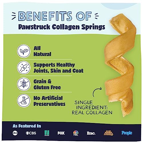 Pawstruck Natural Large Collagen Stick Springs for Dogs - Vet-Approved Long Lasting Alternative to Traditional Rawhide & Bully Sticks - High Protein Dental Treat w/Glucosamine & Chondroitin - 4 Pack