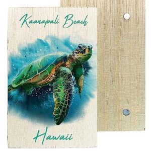 Kaanapali Beach Hawaii Beach Souvenir 2" x 3" Wooden Fridge Magnet Turtle Design Single