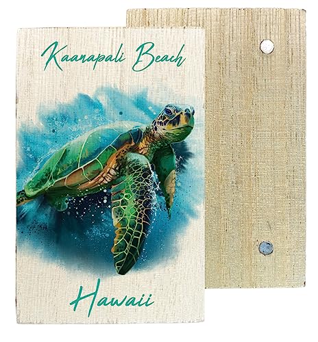 Kaanapali Beach Hawaii Beach Souvenir 2" x 3" Wooden Fridge Magnet Turtle Design Single