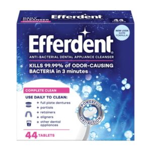 efferdent denture cleanser tablets, complete clean, cleanser for retainer and dental appliances, 44 count, (pack of 12)