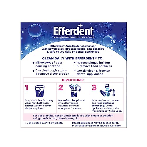 Efferdent Denture Cleanser Tablets, Complete Clean, Cleanser for Retainer and Dental Appliances, 44 Count, (Pack of 12)