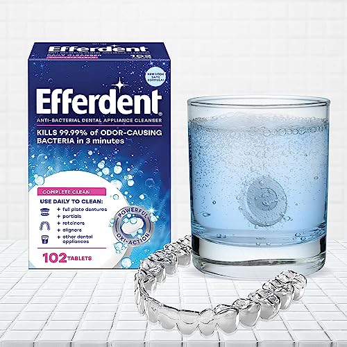 Efferdent Denture Cleanser Tablets, Complete Clean, Cleanser for Retainer and Dental Appliances, 44 Count, (Pack of 12)