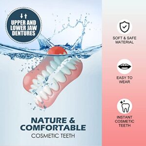 Fake Teeth, 2 PCS Veneers Dentures Socket for Women and Men, Dental Veneers for Temporary Tooth Repair Upper and Lower Jaw, Protect Your Teeth and Regain Confident Smile, Bright White-5-5