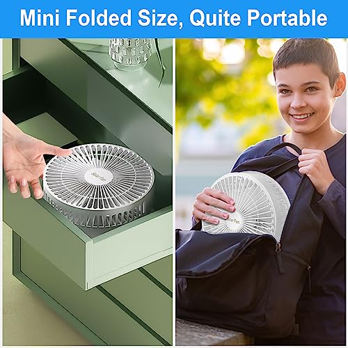 Ledeak Standing Fan with Portable Solar Panel, 8" Telescopic Foldable Desk Fan, Rechargeable Battery Operated Pedestal Fans 3 Speeds Quiet Height Adjustable USB Floor Fan for Bedroom Home Travel