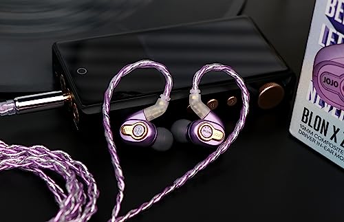 Linsoul BLON x Z Reviews JoJo 10mm Dynamic Driver in Ear Monitor HiFi IEM Earphone with Detachable Silver-Plated OFC Aluminum Cable, 2Pin Connector for Audiophile Musician (BLON x Z Reviews JoJo)