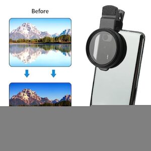 Tookie 52mm Clip-on CPL Phone Camera Lens Filter, Universal CPL Phone Camera Lens Polarizer Clip-On Cellphone CPL Filter Compatible with iPhoneSamsung/Android Smartphones(Size:52mm)