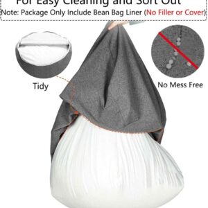 Jayen Bean Bag Liner Inner with Long Opening and Metal Zipper - Easy Replace and Clean (No Filling or Cover)