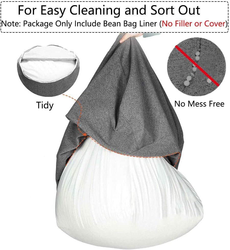 Jayen Bean Bag Liner Inner with Long Opening and Metal Zipper - Easy Replace and Clean (No Filling or Cover)