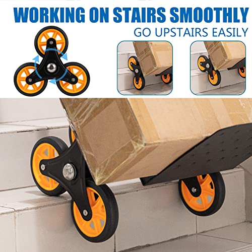 SmarketBuy Stair Climber Hand Truck, 2 in 1 Heavy-Duty Stair Climbing Hand Truck 330 Lbs Capacity, Foldable Trolley Cart with 6 Wheels and Rope for for Home, Office or Shopping Use